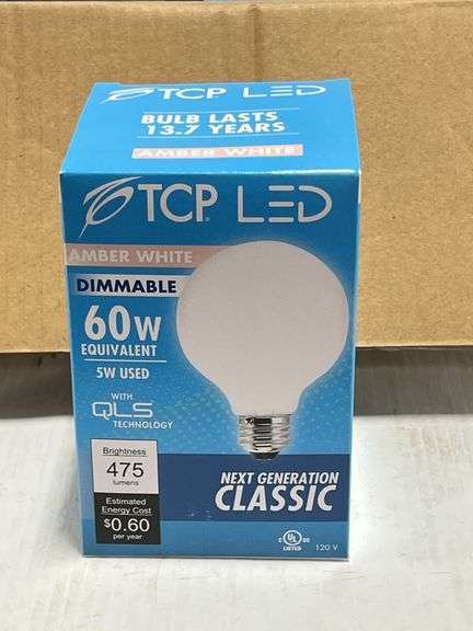 (12) TCP LED vanity globe light bulbs, standard socket, amber white ...