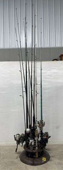 Fishing rod holder with (11) Spinning and casting fishing rods, holds ...