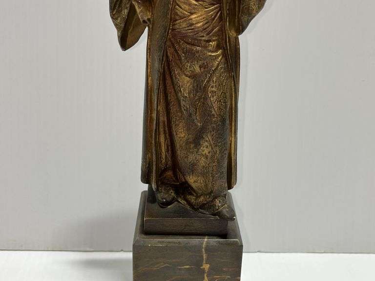 19th Century antique bronze sculpture on marble base, called "Nathan ...