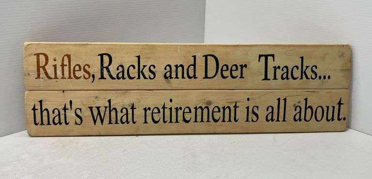 Rifles racks, and deer sign, 23 3/4"L - Albrecht Auction Service