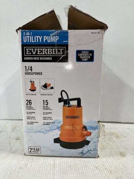 2-in-1 Everbilt utility pump with hose, used but works; Root boot ...