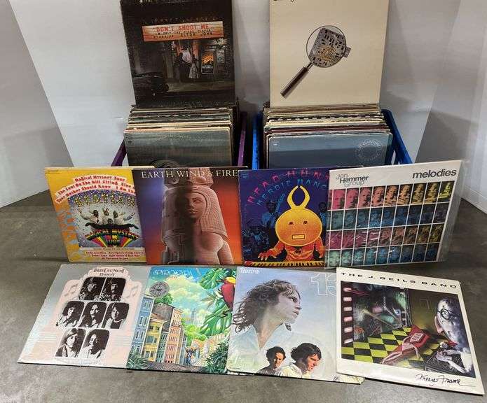 Approx. (110) Vinyl music records, mostly 33 RPM and a few Beatles 45 ...