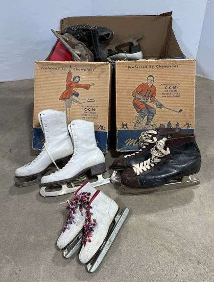 (8) Sets of older skates, four in original boxes, up to 12 1/4"L ...