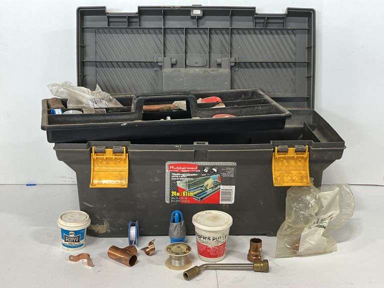 Tool box full of NOS copper fittings, 24" tool box - Albrecht Auction ...