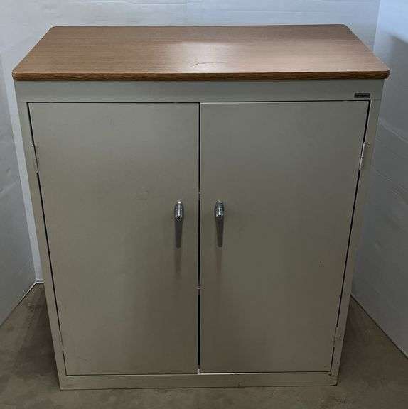 Sandusky 2-door beige filing cabinet, 36 1/2"W x 19"D x 43"H, good ...