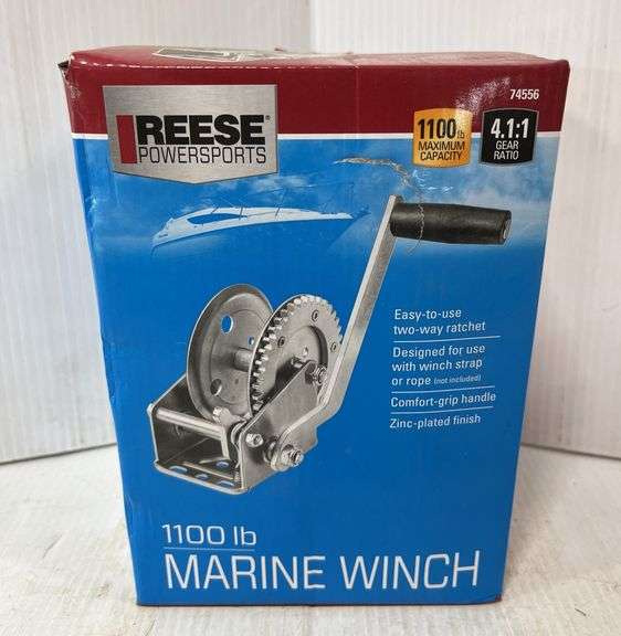 Reese Powersports 1,100 lb. max capacity, 4.1:1 gear ratio marine winch ...