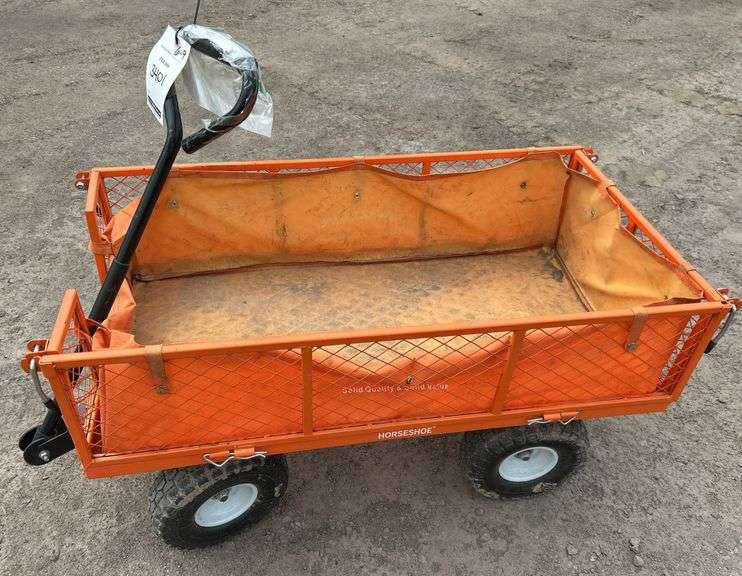Orange yard wagon, 38" x 20", good - Albrecht Auction Service