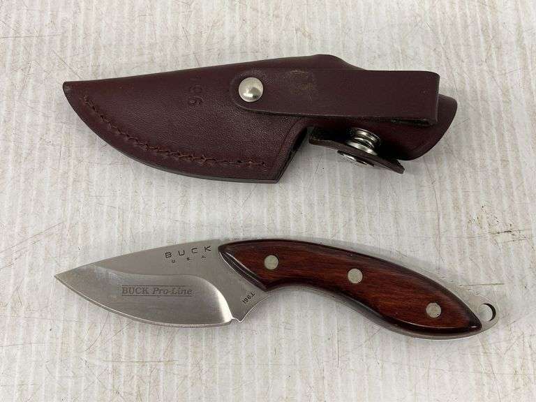 Buck Pro Line Skinning Knife No. 196 with Wood Handle and Sheath ...