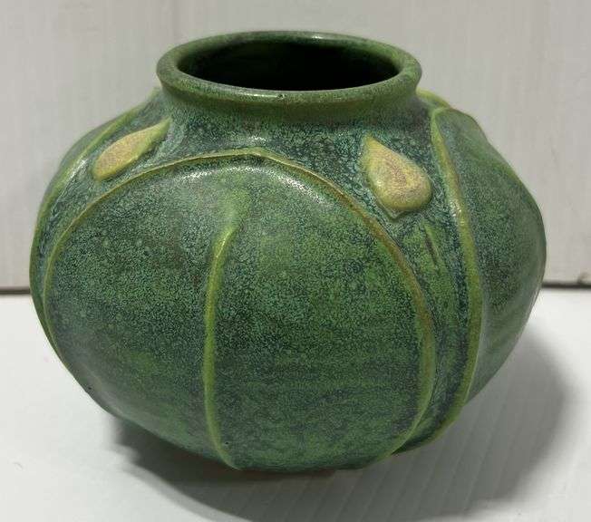 Jemerick Studio pottery, handmade arts/crafts matte, green and yellow ...