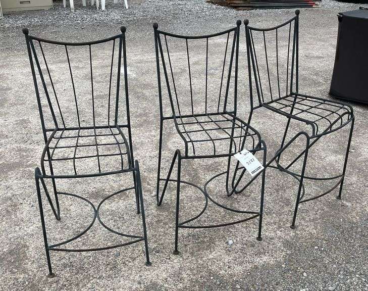 (3) Heavy metal chairs, 14"W x 38"H each - Albrecht Auction Service