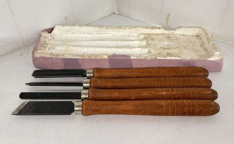 4-Piece Craftsman lathe chisel set, made in the USA, wooden handles ...
