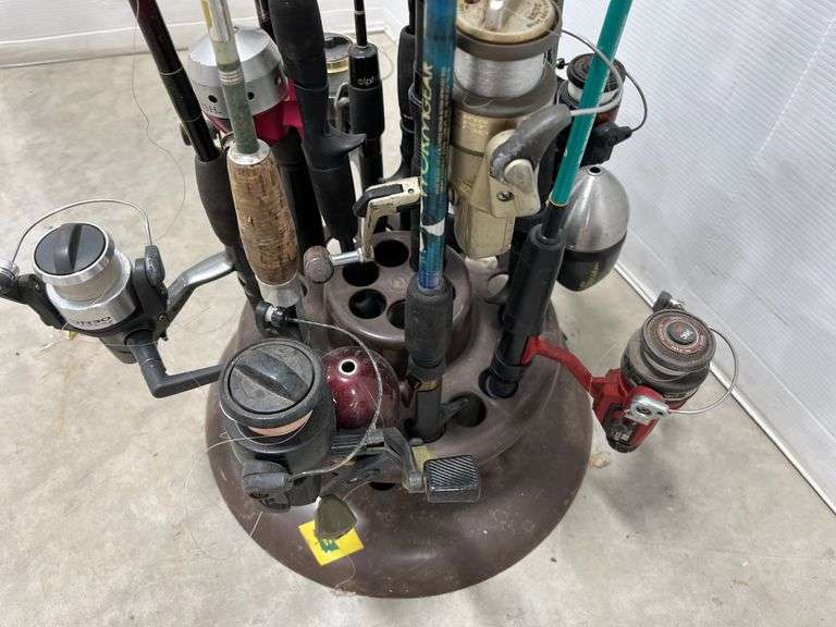 Fishing rod holder with (11) Spinning and casting fishing rods, holds ...