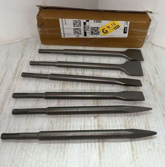6-Piece Industrial strength SDS Plus chisel set, 250mm long shank bits ...