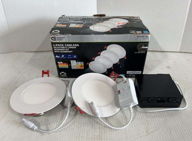 (4) Pack of commercial electric canless recessed LED light kits ...