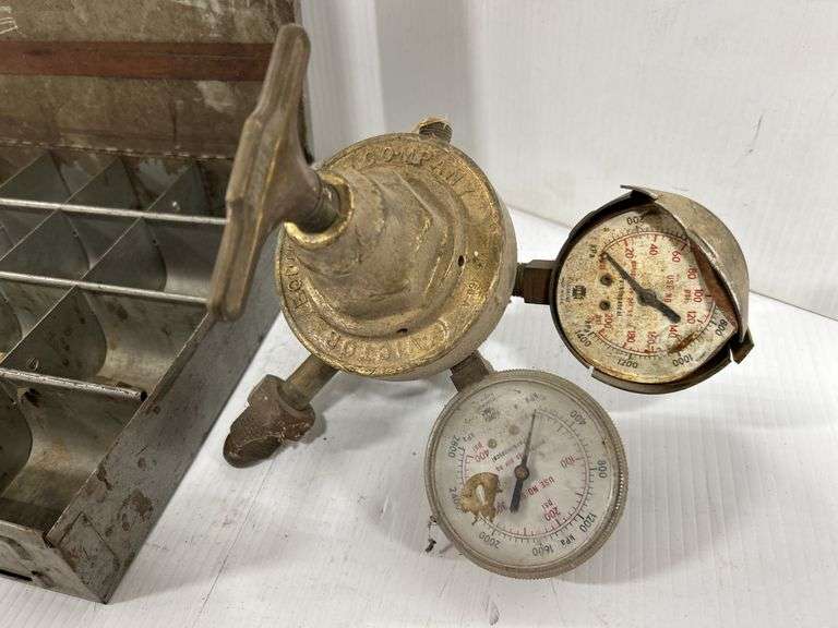 Metal parts case with brass adaptor and fittings, (2) Victor gas ...