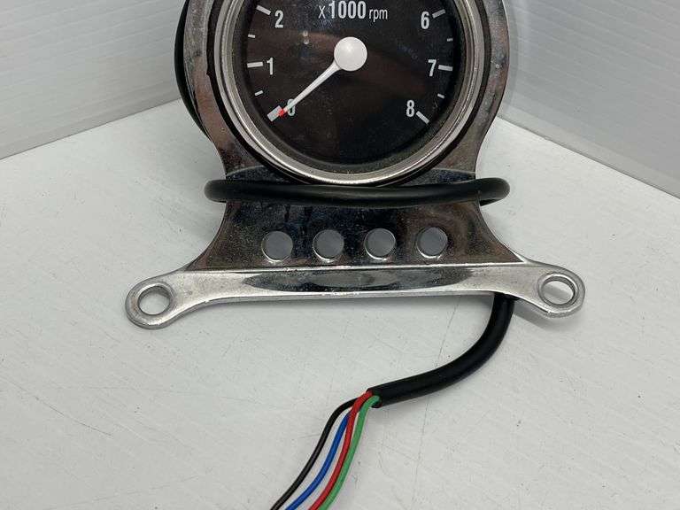 Motorcycle chrome tachometer with mounting bracket, 4 3/4" at longest ...