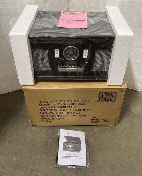 Innovative Technology dark wood bluetooth all-in-one record player, CD ...