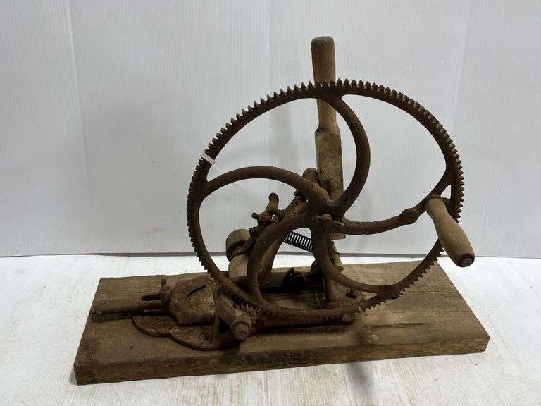 Antique patent 1897 sickle bar sharpener on board, 21"W x 13"H ...