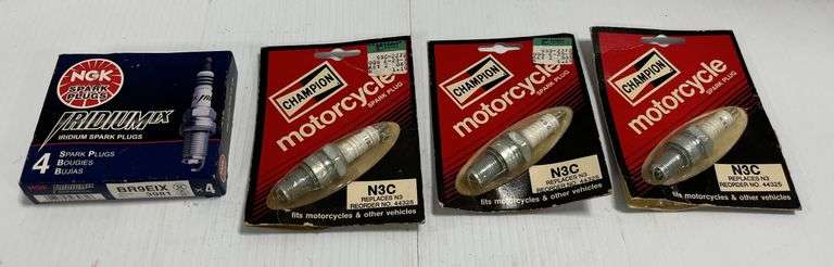 (6) Spark plugs, includes: 3- Champion N3C motorcycle plugs, and 3- NGK ...