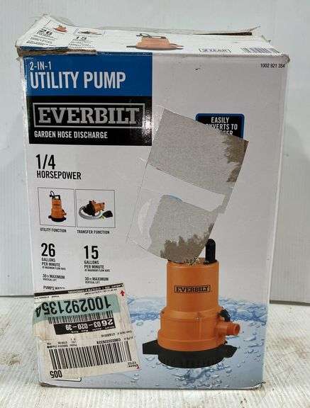 2-in-1 Everbilt utility pump with hose, used but works; Root boot ...