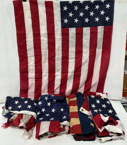 Old American flags, show wear and have been flown - Albrecht Auction ...