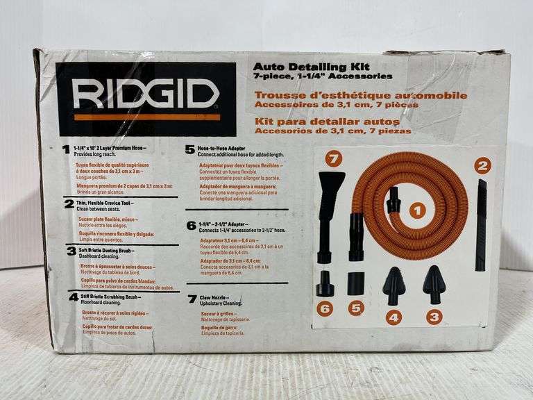 RIDGID 7-piece car detail set for use with RIDGID wet/dry shop vacs ...