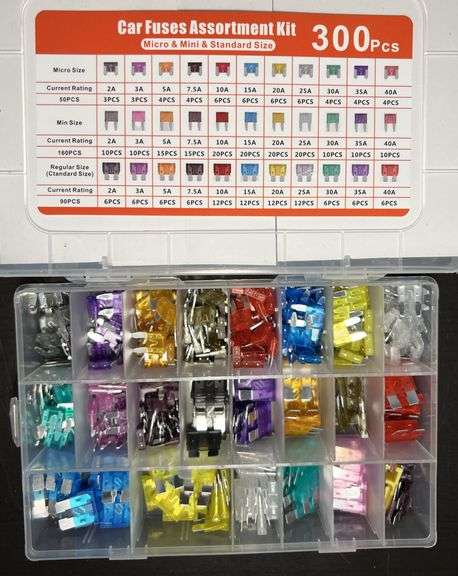 300-Piece car fuse combo kit, includes: 160- Mini, 90- Standard, and 50 ...