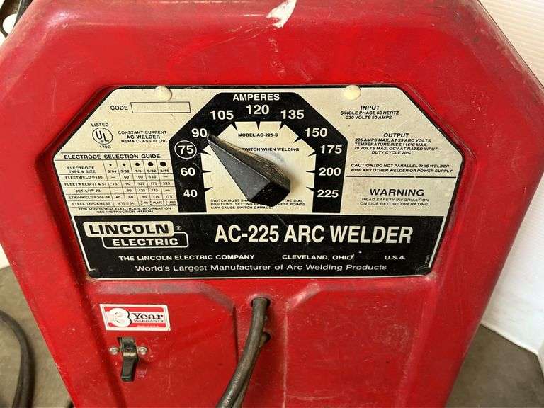Lincoln Electric AC225 arc welder with all wires, 24"H, good - Albrecht ...