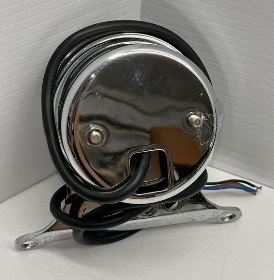 Motorcycle chrome tachometer with mounting bracket, 4 3/4" at longest ...