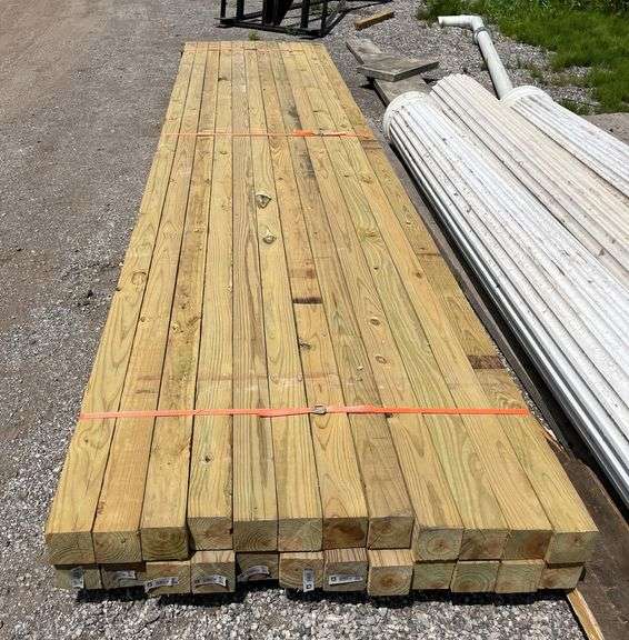 (24) Pieces of treated lumber, 4" x 4" x 16', new, Attention: We can ...