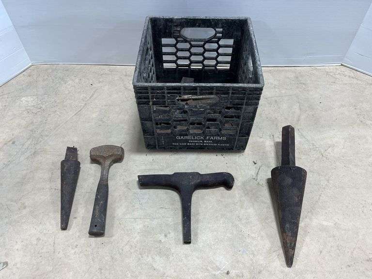 (13) Anvil hardies and mandrels, 10" and 8" hammer - Albrecht Auction ...