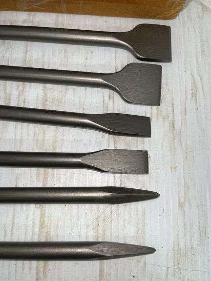 6-Piece Industrial strength SDS Plus chisel set, 250mm long shank bits ...