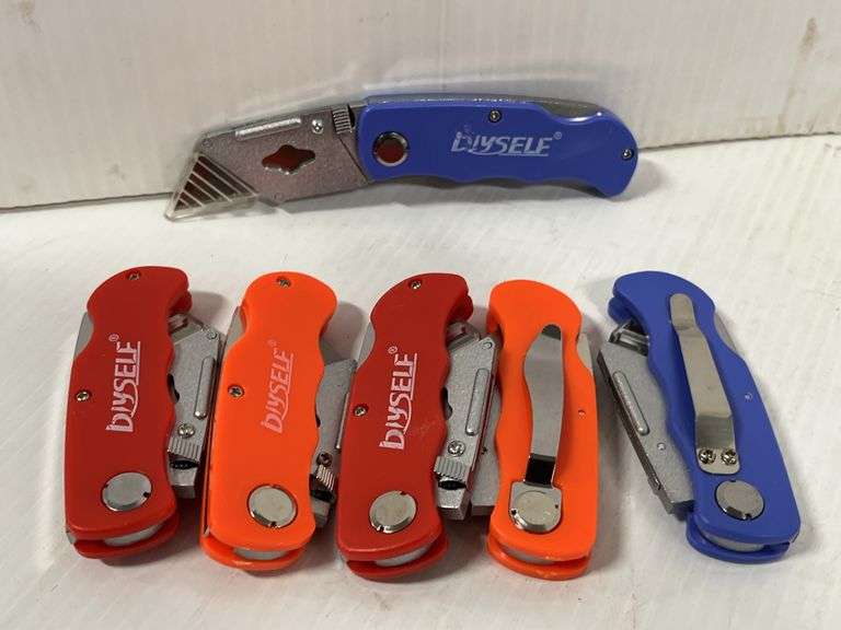 6-Pack of folding utility knives, closed- 3 1/2"L, new, never used ...