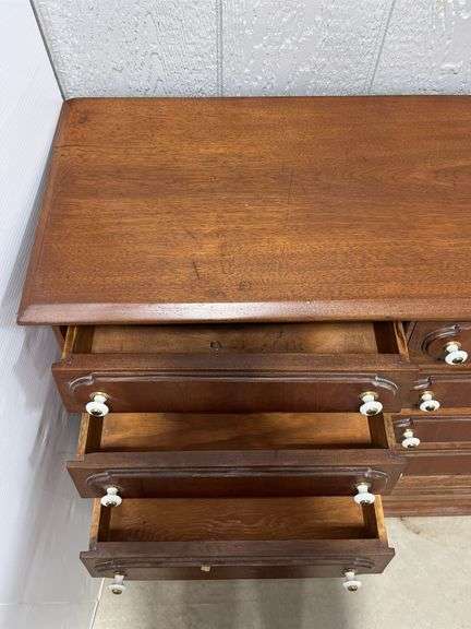 Store wood inventory chest, 33"W x 17"D x 28"H - Albrecht Auction Service