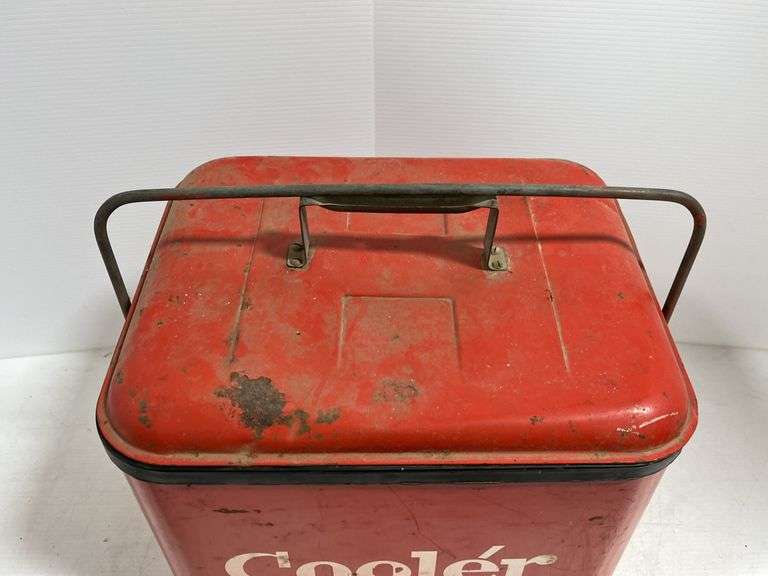 Older cooler chester with a drain and bottle opener, 14"W x 11"D x 15"H ...