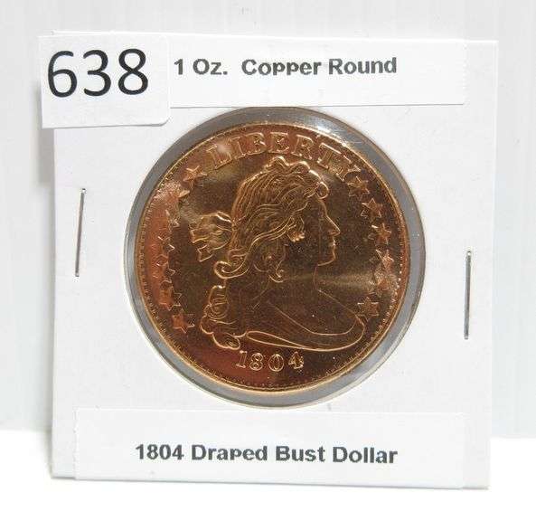 1 oz. copper round, draped bust dollar design - Albrecht Auction Service