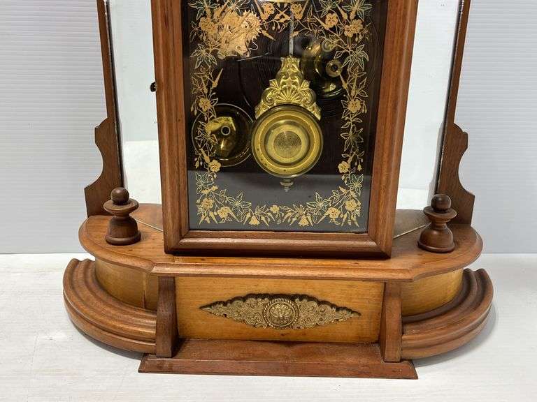 New Haven Clock Co. eight-day occidental mantel clock, has key and ...