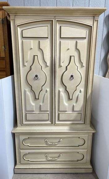 Armoire chest, two doors and two drawers, three doors inside behind ...