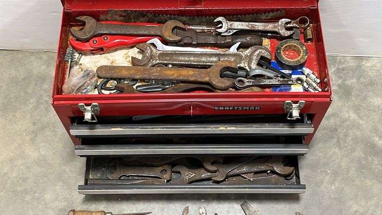 Craftsman tool box, 3-drawers, locks when top door is down, includes ...
