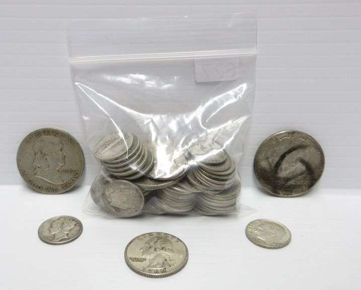 Silver $5 Mercury dimes, $2 Roosevelt dimes, $1 Ben Franklin halves, 50 ...