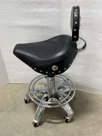 Older motorcycle seat swivel bar stool, adjustable height, clean ...