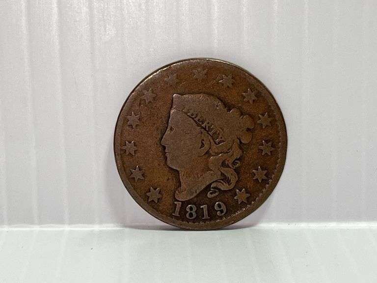 1819 Early date US large cent, 206 years old, ex-nice coin, bold date ...
