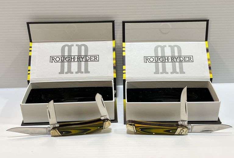 (2) Rough Ryder rider knives, wasp series, 2-Blade and 3-Blade, 3 1/2"L ...