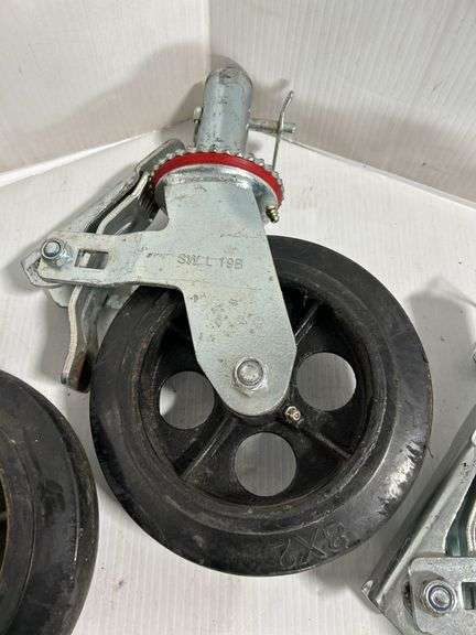 Set of (4) Heavy duty scaffolding swivel caster wheels, marked 8x2 ...