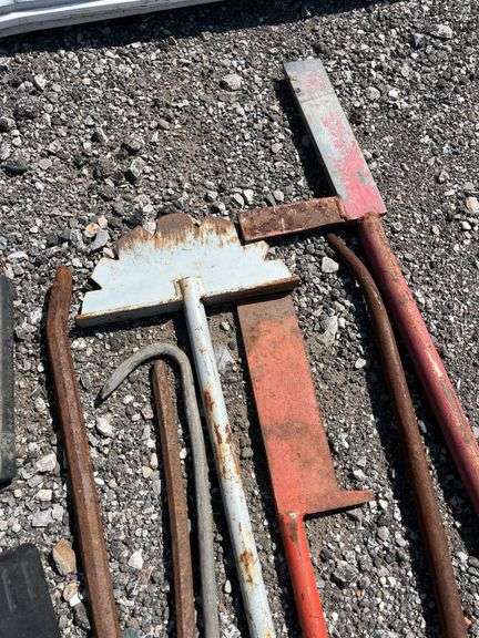 (3) root cutters, and (4) Pry Bars, longest- 56'L, good, used ...