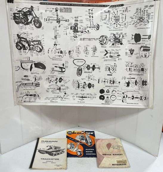 Cushman Trackster parts manual, scooter parts poster, Mitsubishi Model ...