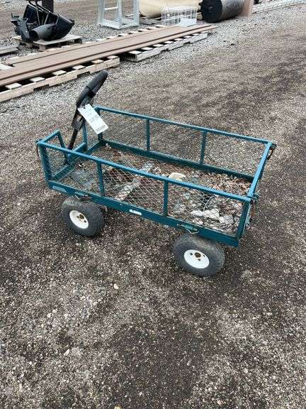 Lawn cart, 40 1/2"L x 22 1/2"H, has wear - Albrecht Auction Service