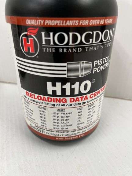(5) 1 lb. Bottles of Hodgdon H110 Reloading Smokeless Pistol Powder ...
