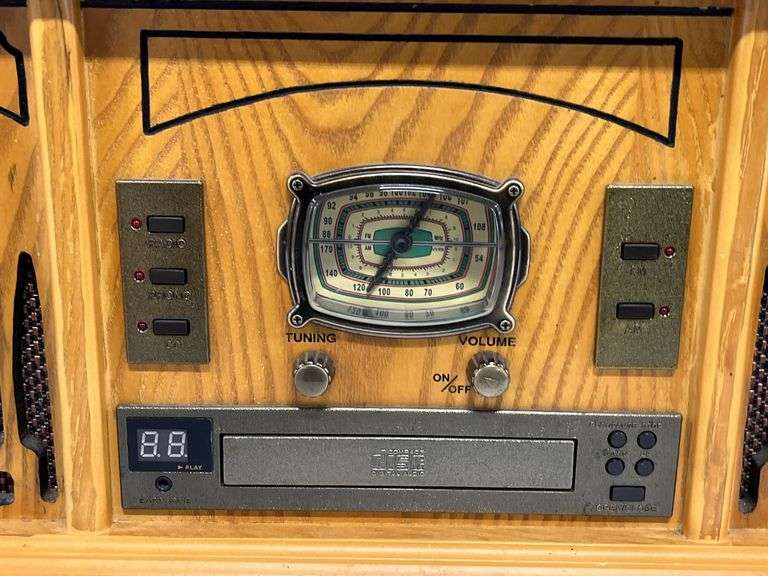Excalibur record player, CD player, AM/FM radio combo with walnut ...