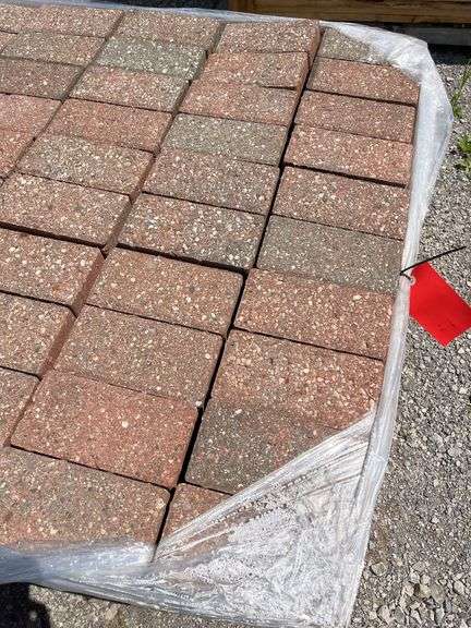 (420) Brick patio paver blocks, each brick- 4"W x 8"L x 1 3/4"H, used ...